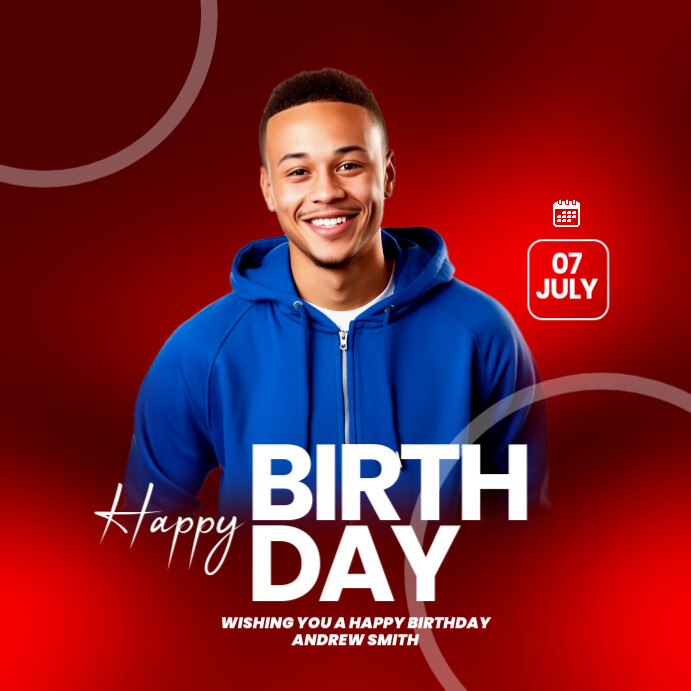Red Minimal Happy Birthday Instagram Post Template | PosterMyWall