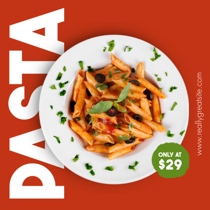 Red Minimalist Special Promo Pasta Instagram Templat | PosterMyWall