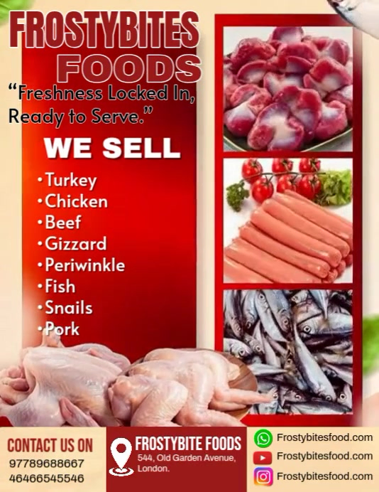 Red Modern & Minimal “frozen Food Sale Flyer – Fresh Fish, Chicken ...
