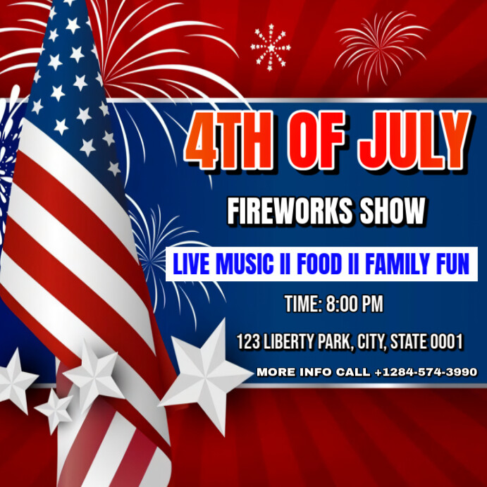 Red Modern & Minimal 4th Of July Fireworks Instagram Post Template ...