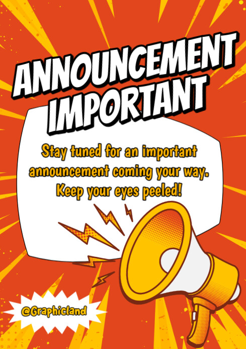Red Modern & Minimal Announcement Important A4 Template | PosterMyWall