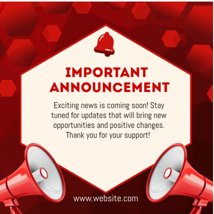 Red Modern & Minimal Announcement Instagram Post Template | PosterMyWall
