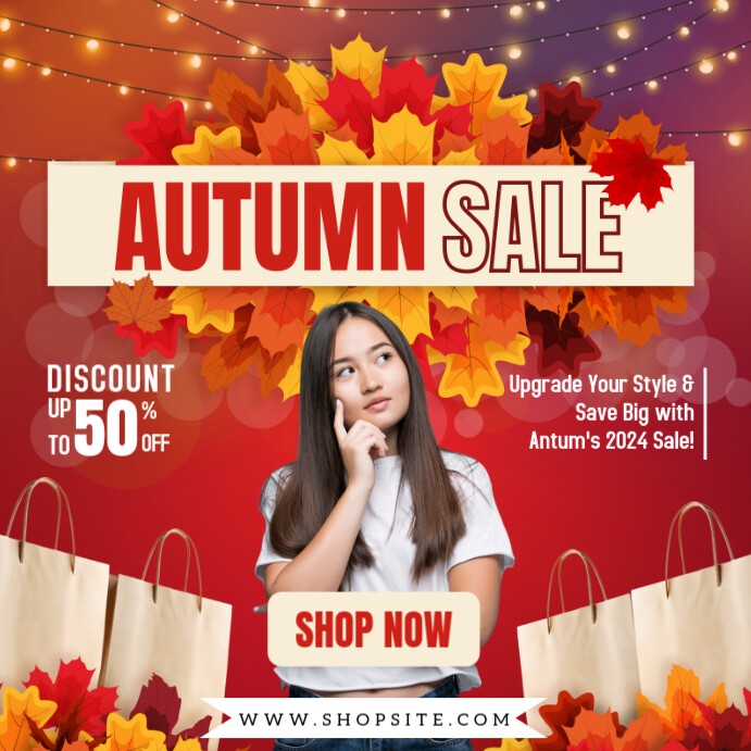 Red Modern & Minimal Autumn Sale Pos Instagram Template | PosterMyWall