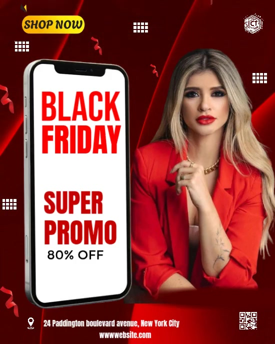 Red Modern & Minimal Black Friday Sale Flyer - Fashion Retail Promo ...