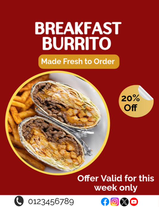 Red Modern & Minimal Burrito Day Flyer (us Letter) Template | PosterMyWall