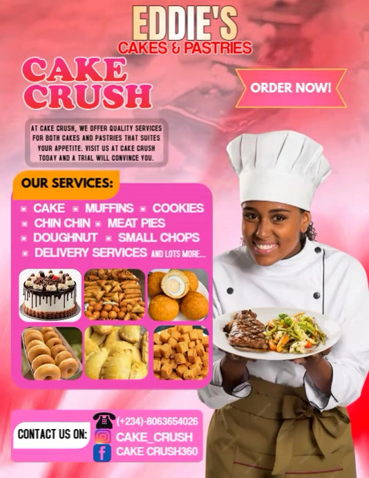 Red Modern & Minimal Cake And Pastry Flyer Flyer (us Letter) Template ...