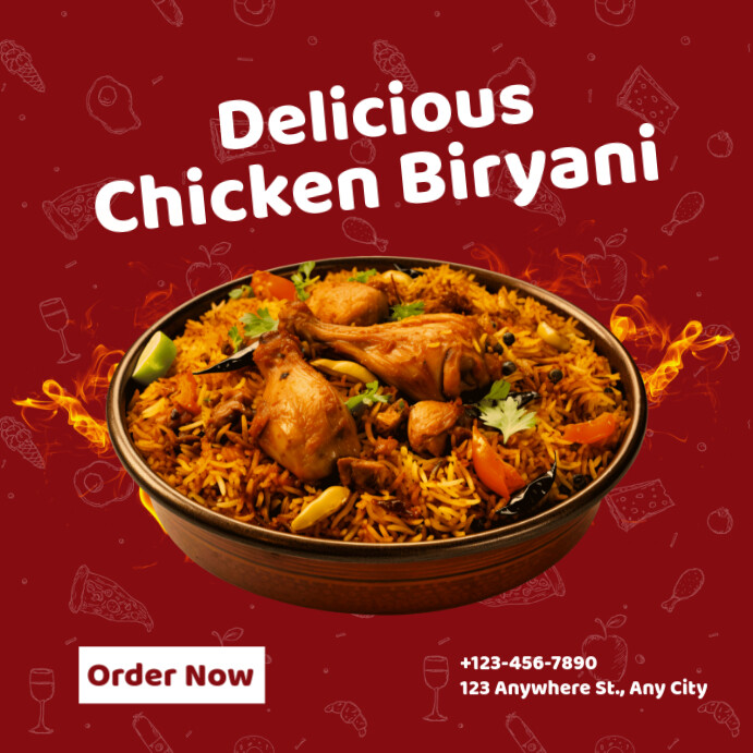 Red Modern & Minimal Chicken Biryani Pos Instagram Template | PosterMyWall