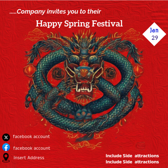 Plantilla de Red Modern & Minimal Chinese Spring Festival | PosterMyWall