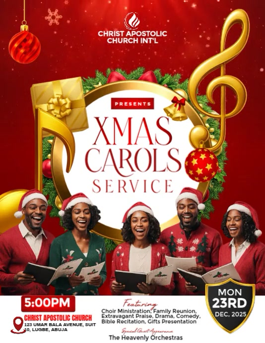 Red Modern & Minimal Christmas Carol Service Template Flyer (us Letter ...
