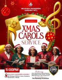 Red Modern & Minimal Christmas Carol Service Template Flyer (us Letter ...