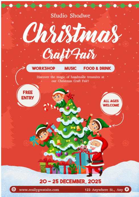 Red Modern & Minimal Christmas Fun Fair 2025 A4 Template | PosterMyWall