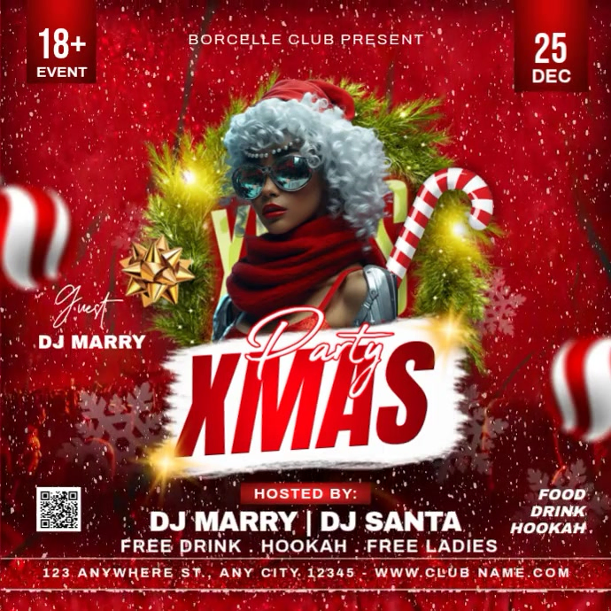 Red Modern & Minimal Christmas Party Pos Instagram Template | PosterMyWall