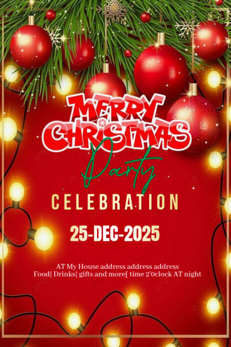 Red Modern & Minimal Christmas Poster Template | PosterMyWall