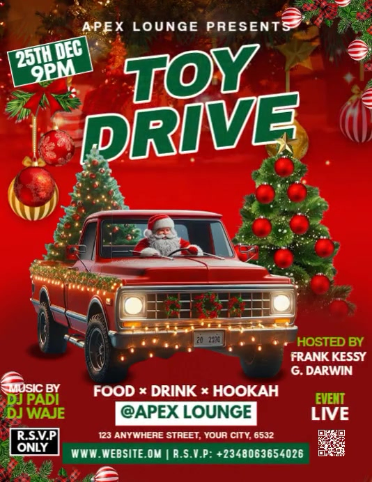 Red Modern & Minimal Christmas Toy Drive Flyer (us Letter) Template ...