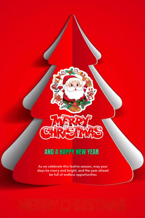 Red Modern & Minimal Christmas Tree Poster Template | PosterMyWall