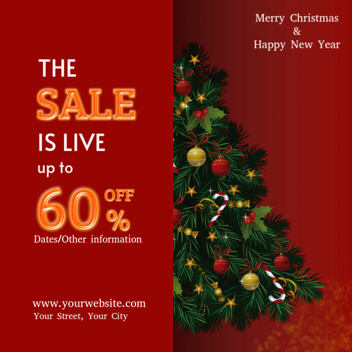 Red Modern & Minimal Christmas Tree Sale Ad Instagram Post Template ...
