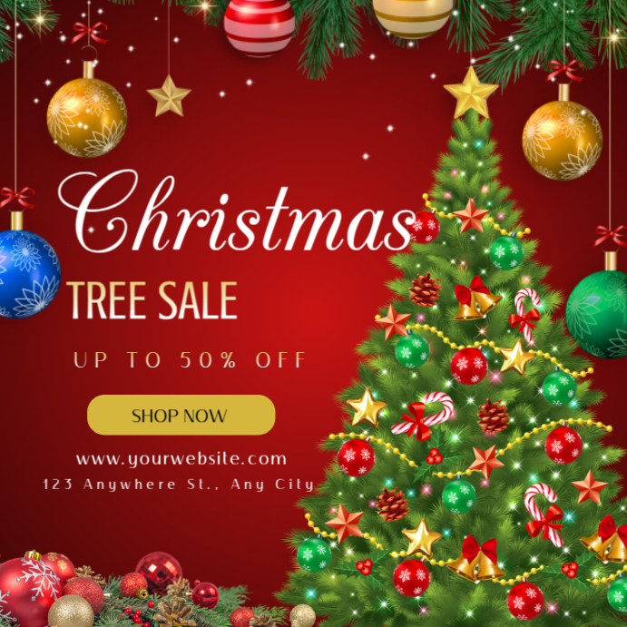 Copy of Red Modern & Minimal Christmas Tree Sale Market Advertising ...