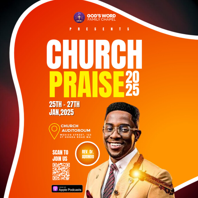 Copy of Red Modern & Minimal Church Flyer Instagram Post | PosterMyWall