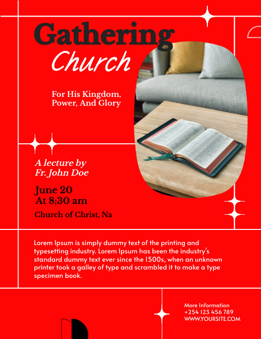 Red Modern & Minimal Church Gathering Flyer F Template | PosterMyWall
