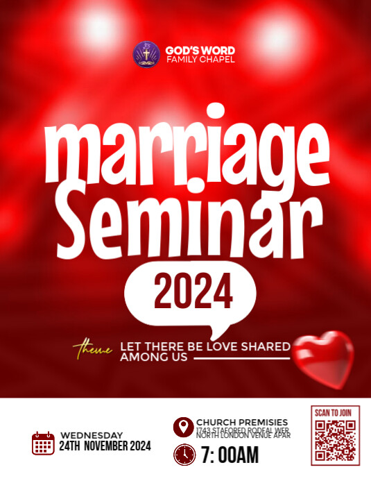 Copy of Red Modern & Minimal Church Marriage Seminar Flyer (us Letter ...