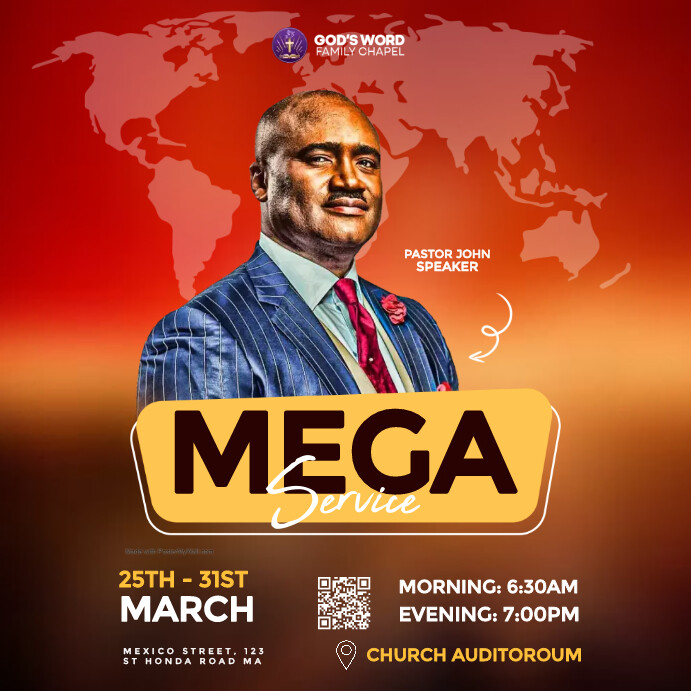 Red Modern & Minimal Church Mega Flyer Insta Template | PosterMyWall