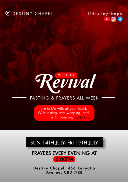 Red Modern & Minimal Church Revival A3 Template | PosterMyWall