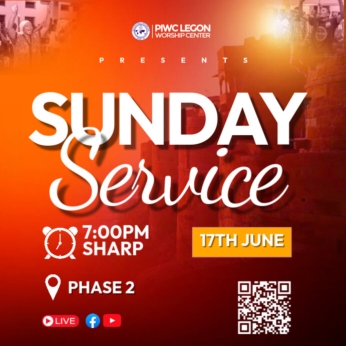 Copy of Red Modern & Minimal Church Sunday Service Instagram Post ...