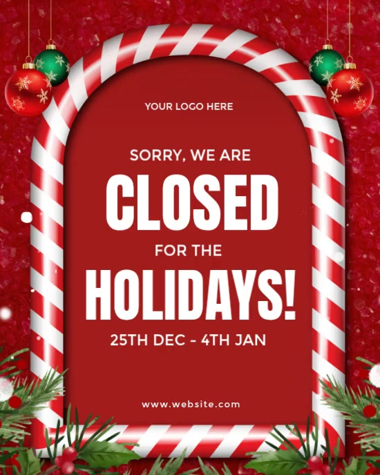 Plantilla de Red Modern & Minimal Closed Notice For Holidays Instagram ...