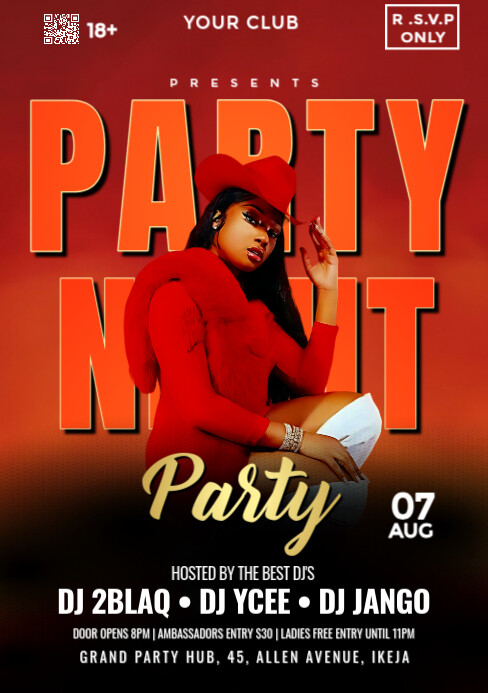 Copy of Red Modern & Minimal Club Bash Night Party A5 | PosterMyWall