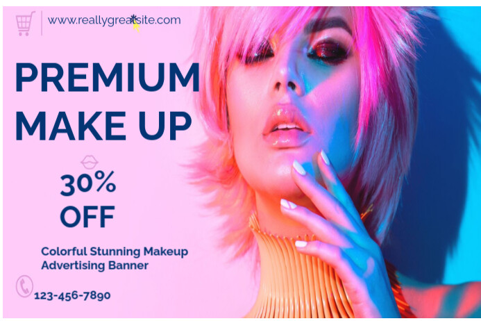 Red Modern & Minimal Colorful Stunning Makeup Advertising Banner Poster ...