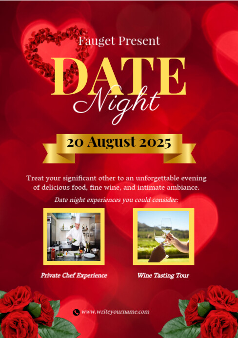 Copy of Red Modern & Minimal Date Night Template, Date Night Invitation ...