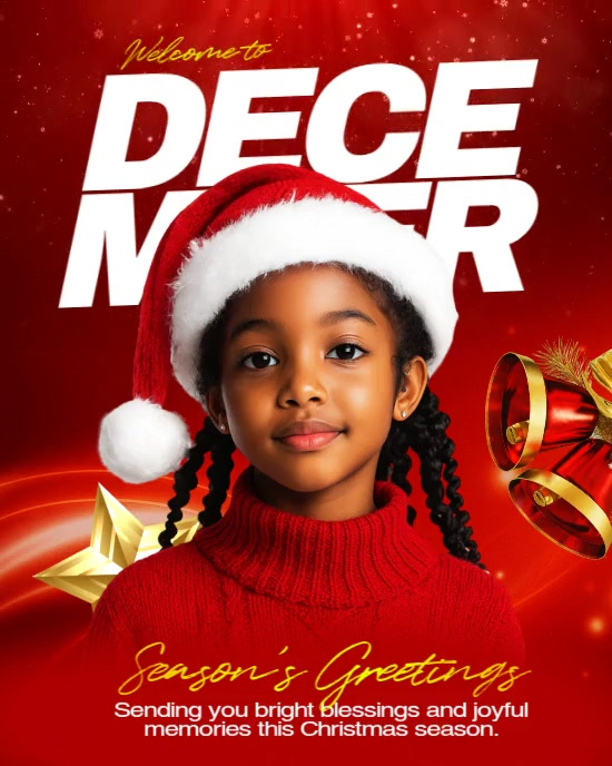 Red Modern & Minimal December Season's Greetings Instagram Portrait ...