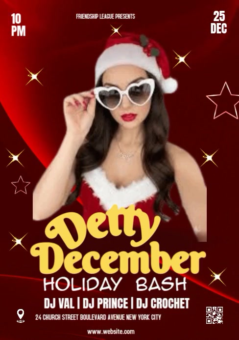 Red Modern & Minimal Detty December Christmas Party Flyer A4 Template ...