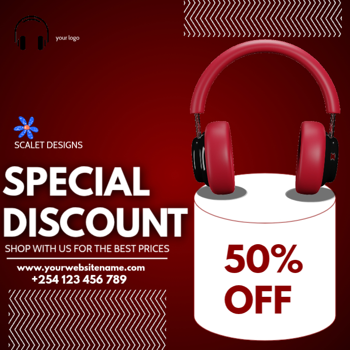 Red Discount Sale Square Template | PosterMyWall