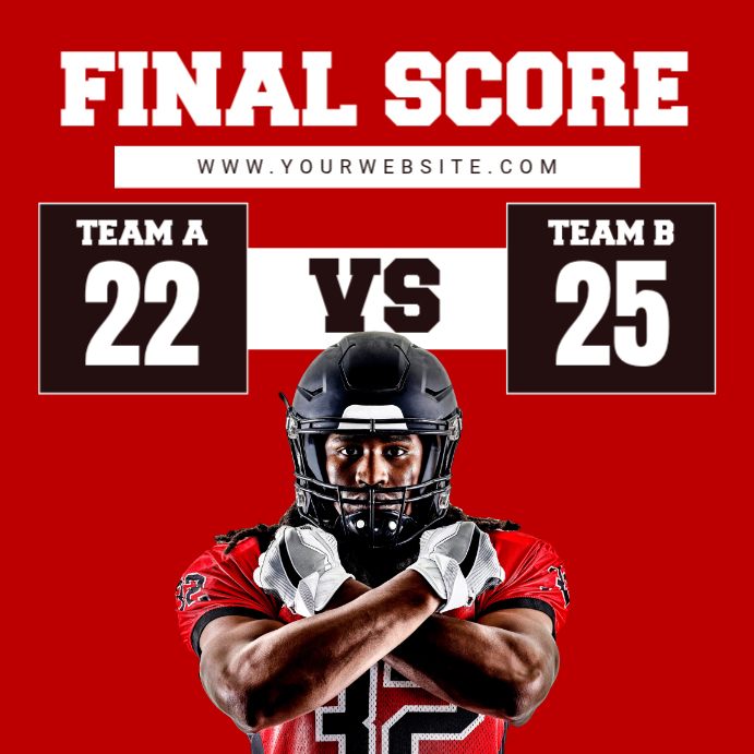 Red Modern & Minimal Final Score Instagram Post Template | PosterMyWall