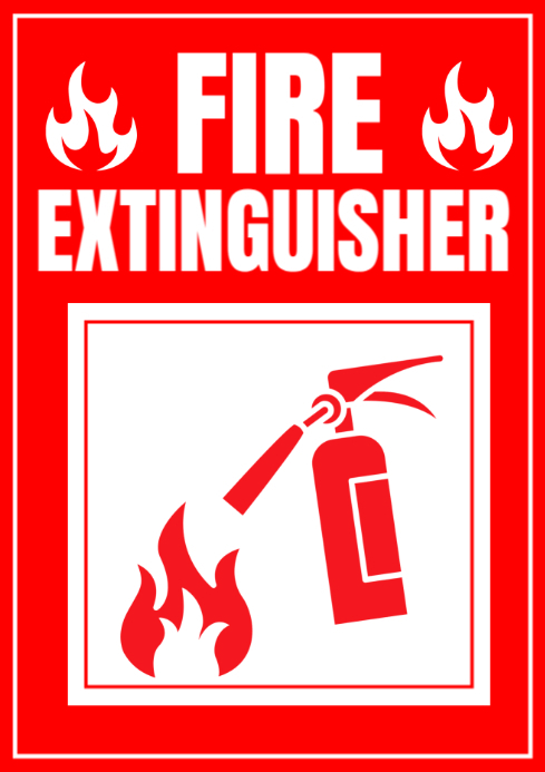 Red Modern & Minimal Fire Extinguisher Safety A4 Template | PosterMyWall