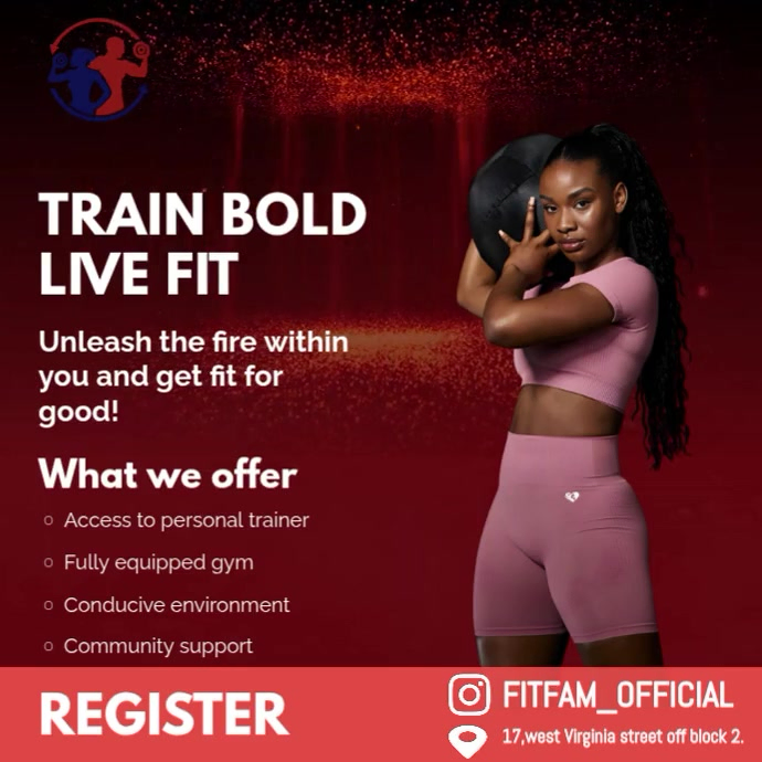 Red Modern & Minimal Fitness Training And Gym Membership Promotional ...