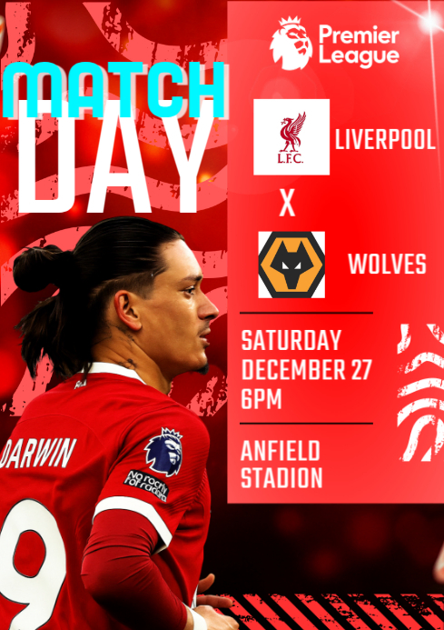 Copy of Red Modern & Minimal Football Match Day Schedule A4 | PosterMyWall