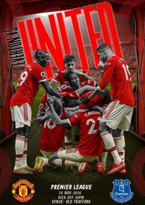 Red Modern & Minimal Football Match Day Schedule A4 Template | PosterMyWall