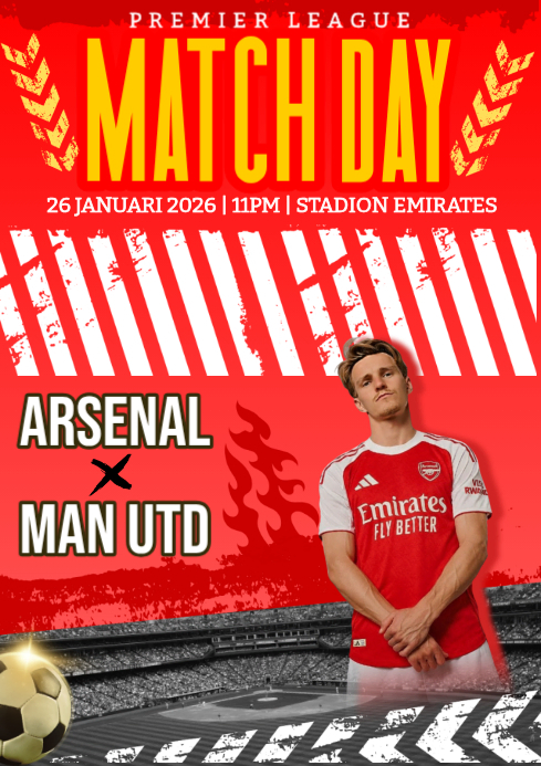 Copy of Red Modern & Minimal Football Match Day Schedule A4 | PosterMyWall