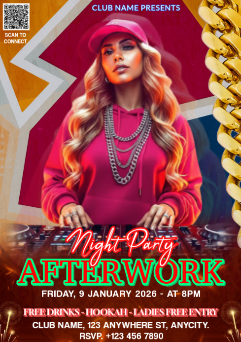 Red Modern & Minimal Friday Night Party Invitation Social Media A4 ...