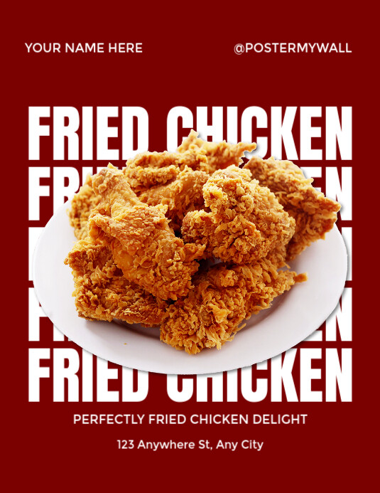 Red Modern & Minimal Fried Chicken Sale Offer Flyer (us Letter ...