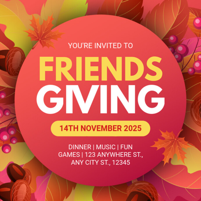 Copy of Red Modern & Minimal Friendsgiving Pos Instagram | PosterMyWall