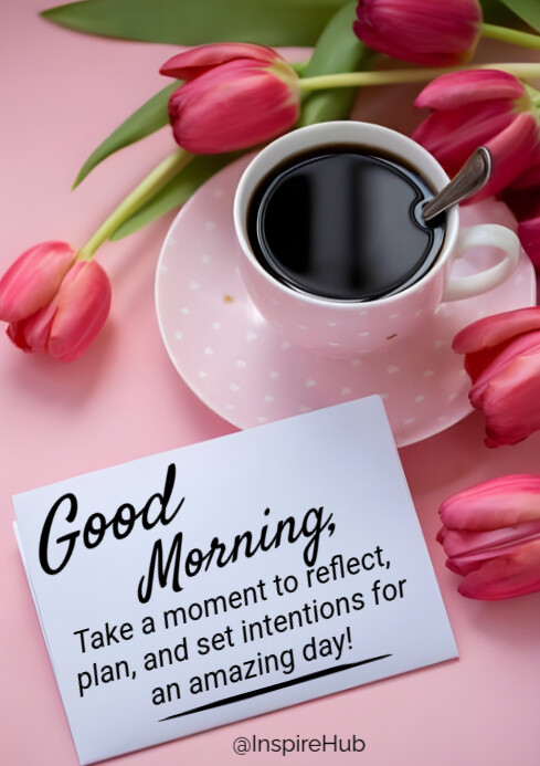 Copy of Red Modern & Minimal Good Morning A4 | PosterMyWall