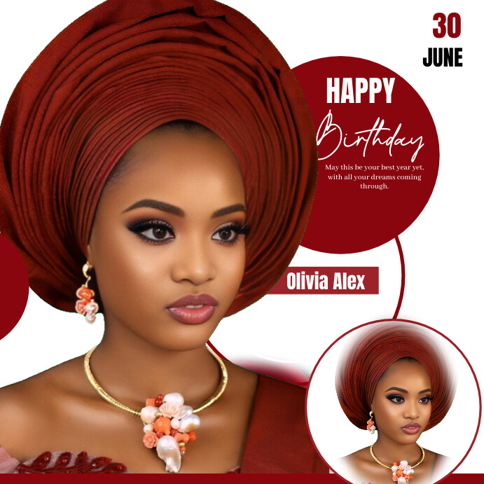 Red Modern & Minimal Happy Birthday Templates | PosterMyWall