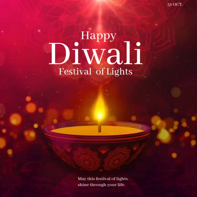 Red Modern & Minimal Happy Diwali Instagram Post Template | PosterMyWall