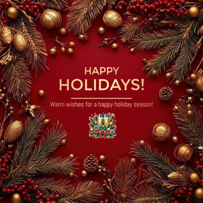 Plantilla de Red Modern & Minimal Happy Holidays Instagram Post ...