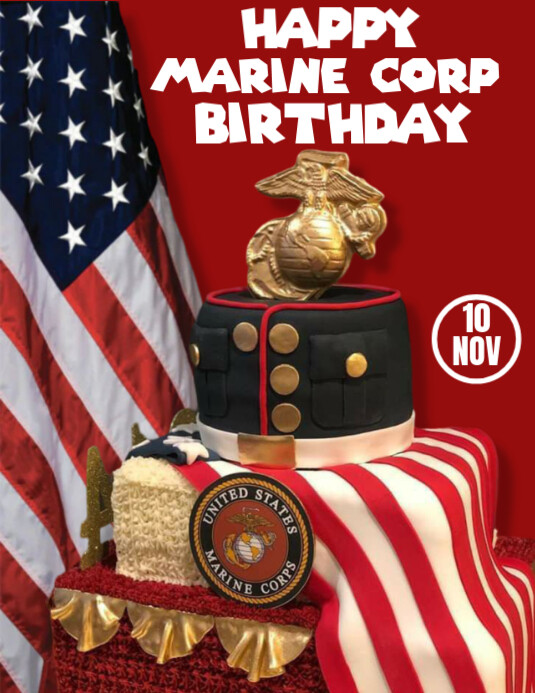 Copy of Red Modern & Minimal Happy Marine Corp Birthday Flyer (us ...