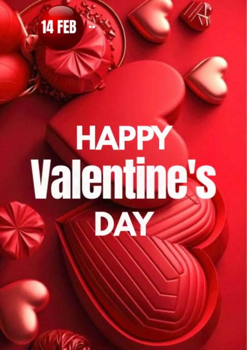 Red Modern & Minimal Happy Valentine's Day Animation A5 Template ...