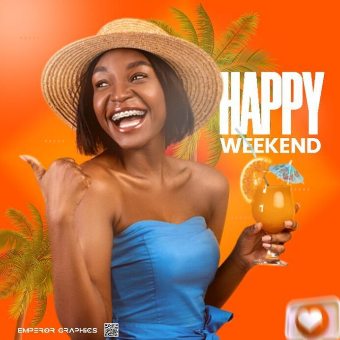 Red Modern & Minimal Happy Weekend Instagram Post Template | PosterMyWall